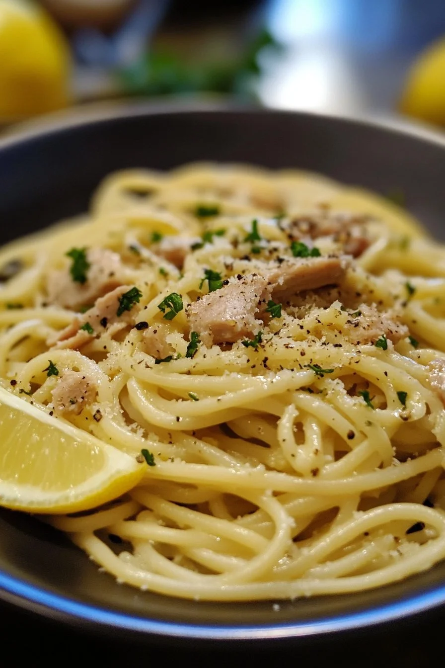 Garlic Lemon Tuna Pasta